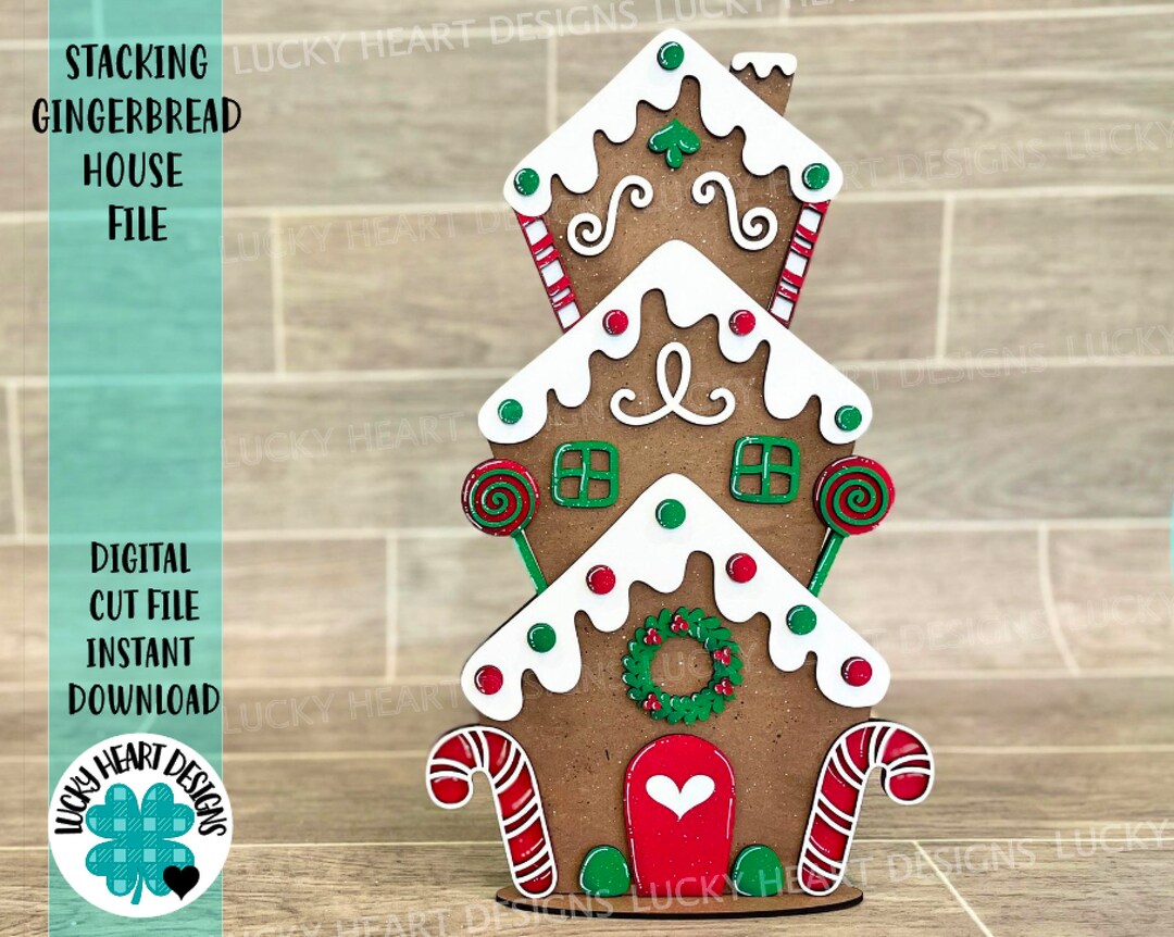 Stacking Gingerbread House File SVG, Glowforge Christmas ...