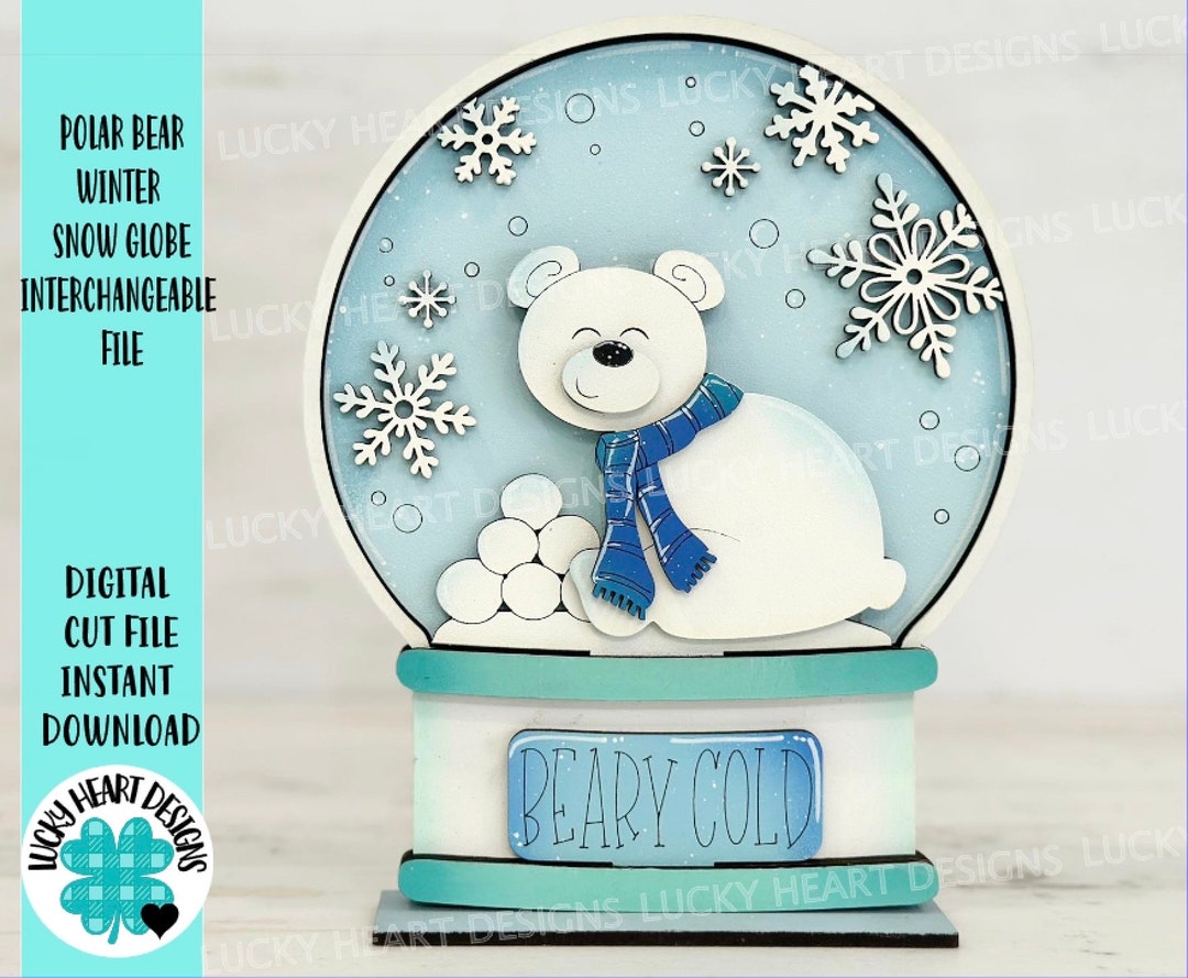 Polar Bear Winter Snow Globe Interchangeable File SVG, Glowforge ...