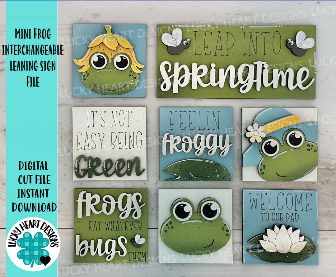 MINI Frog Spring Interchangeable Leaning Sign File SVG, Lilypad, Pond ...