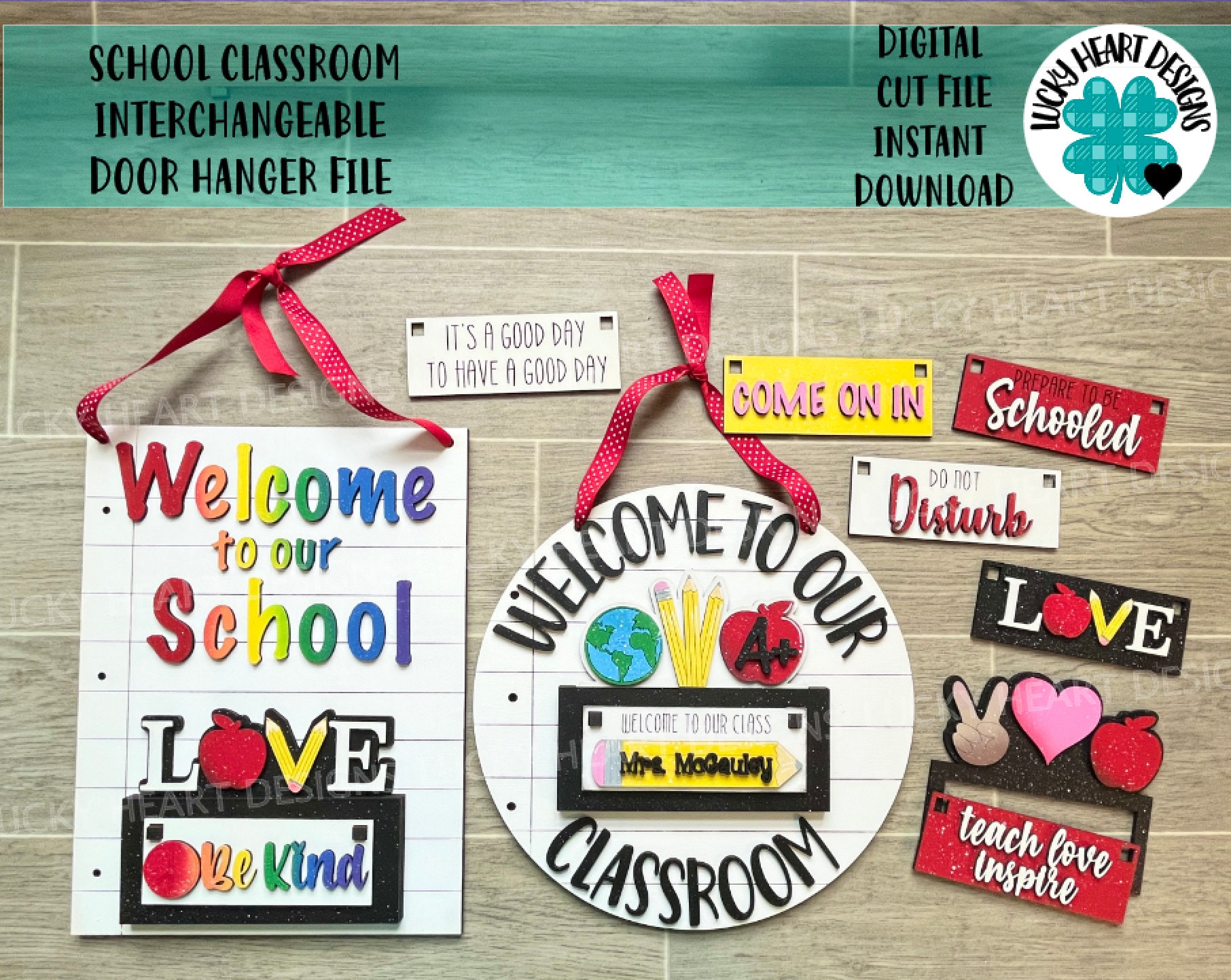 School Classroom Interchangeable Door Hanger File SVG, Glowforge ...