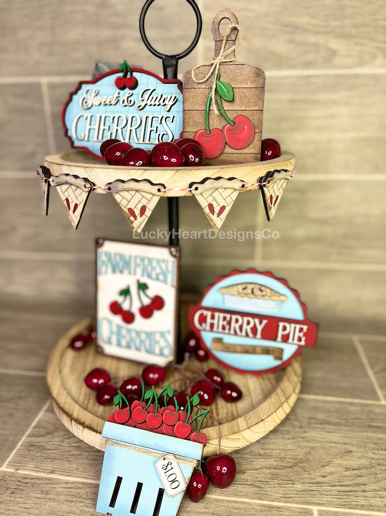 Cherry Pie Summer Tiered Tray File SVG Fruit Tier Tray - Etsy