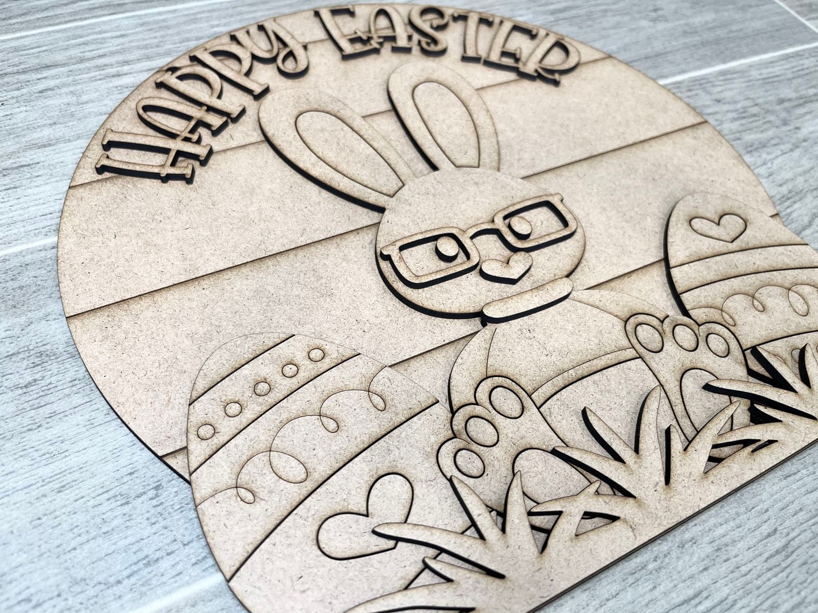 Happy Easter Bunny Door Hanger File SVG, Glowforge, Luckyheartdesignsco ...