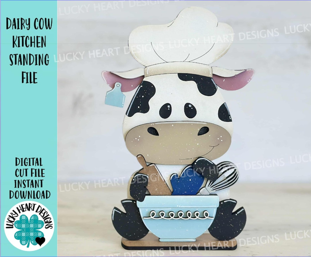 Dairy Cow Kitchen Standing File SVG, Baking, Cook, Chef, Farm, Milk ...
