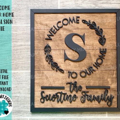 Cutting Board Initial Sign File SVG Monogram Glowforge - Etsy