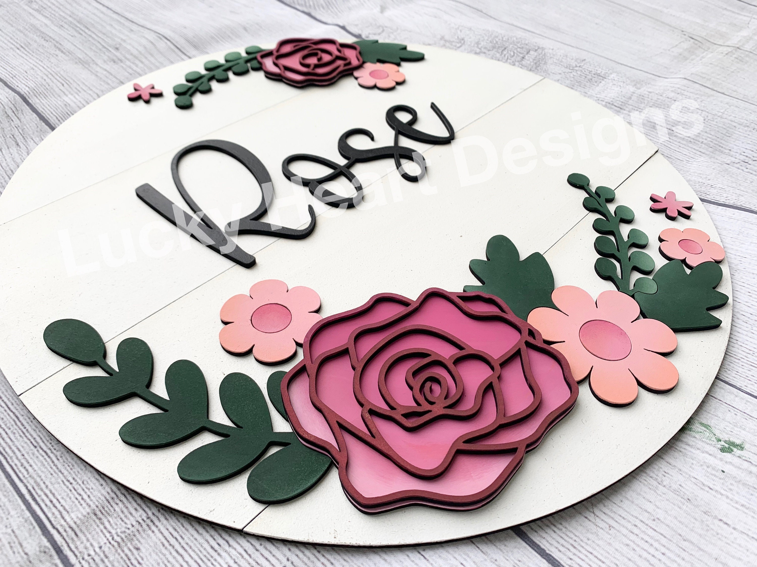 Rose Floral file SVG Glowforge Layered Flower Flower Round | Etsy