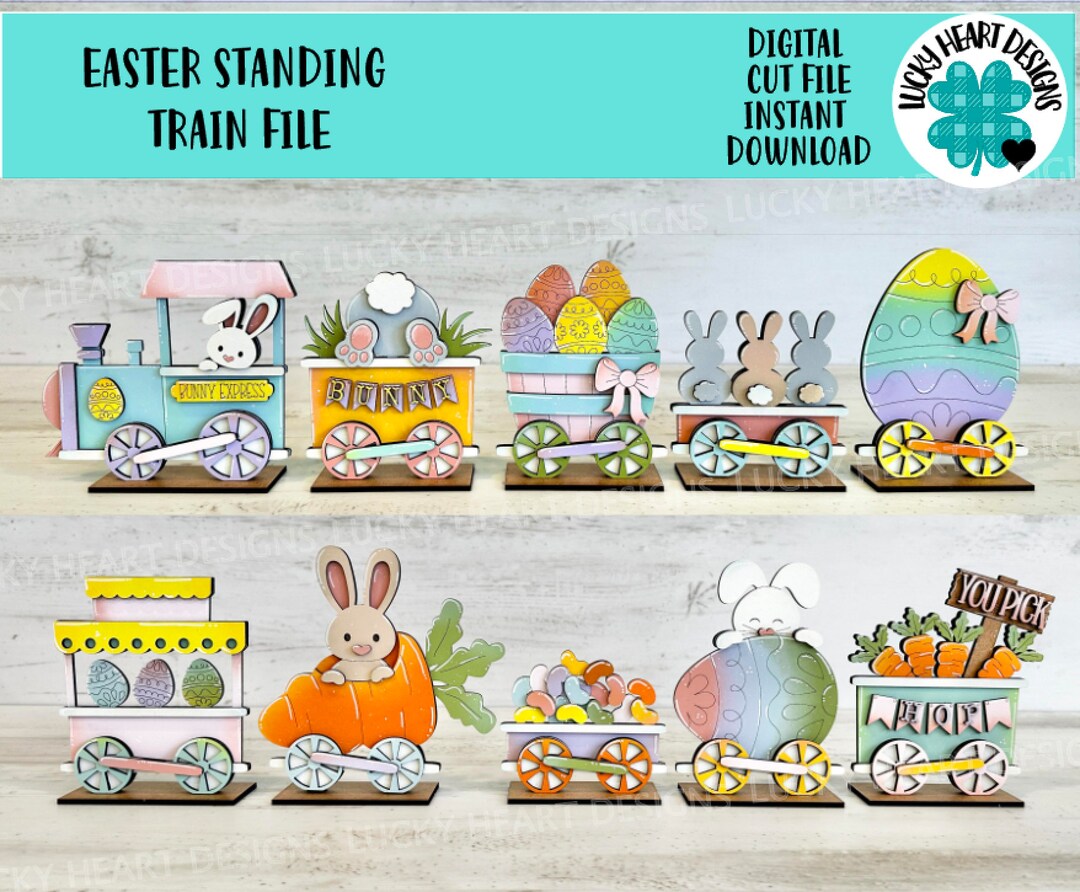 Easter Standing Train File SVG, Bunny, Carrots, Easter Egg, Tiered Tray ...
