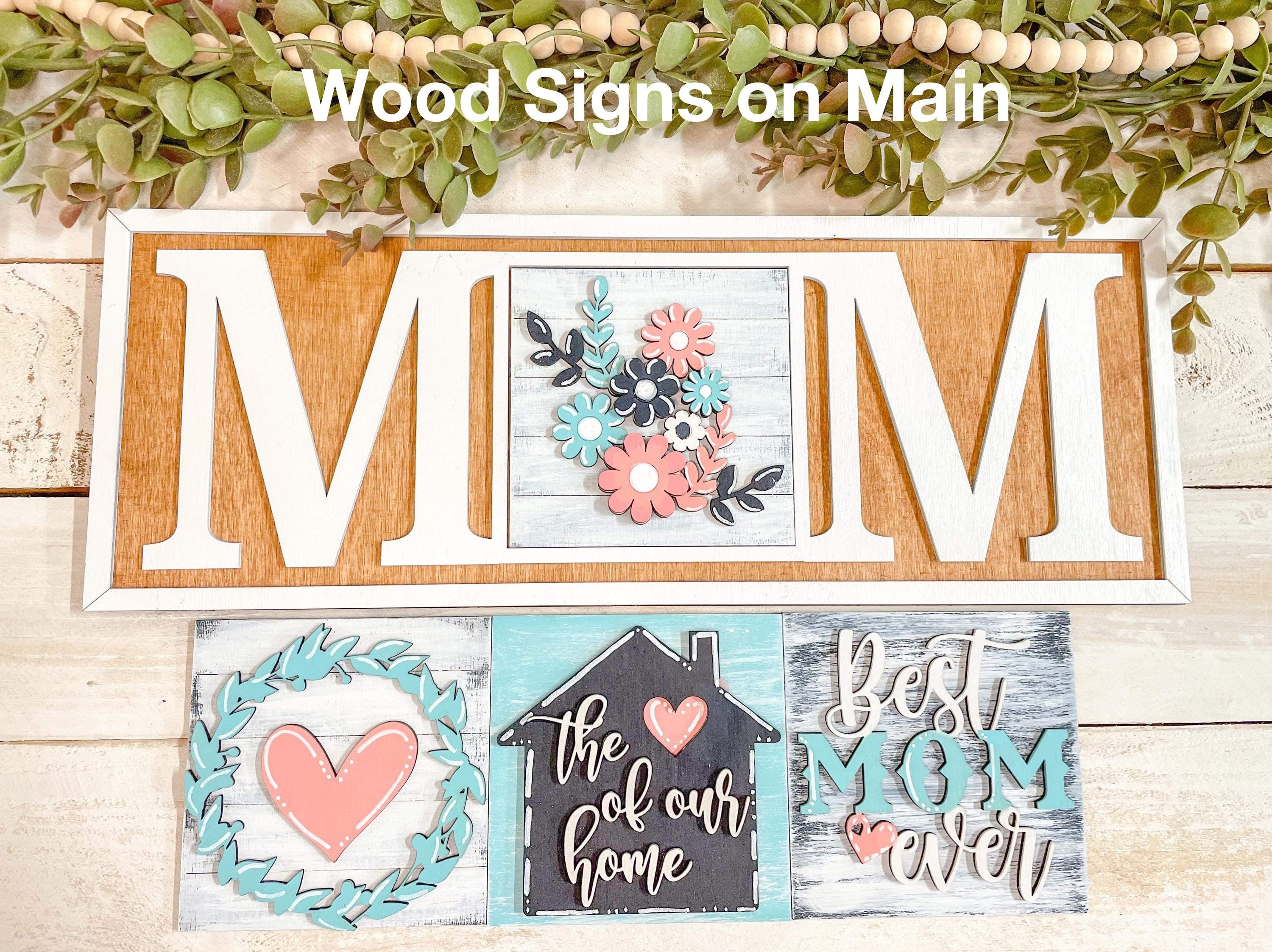 Mom Interchangeable Leaning Sign File SVG, Mother's Day Glowforge ...