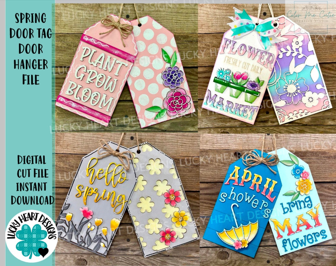 Spring Door Tag Door Hanger File SVG, Glowforge, Luckyheartdesignsco - Etsy