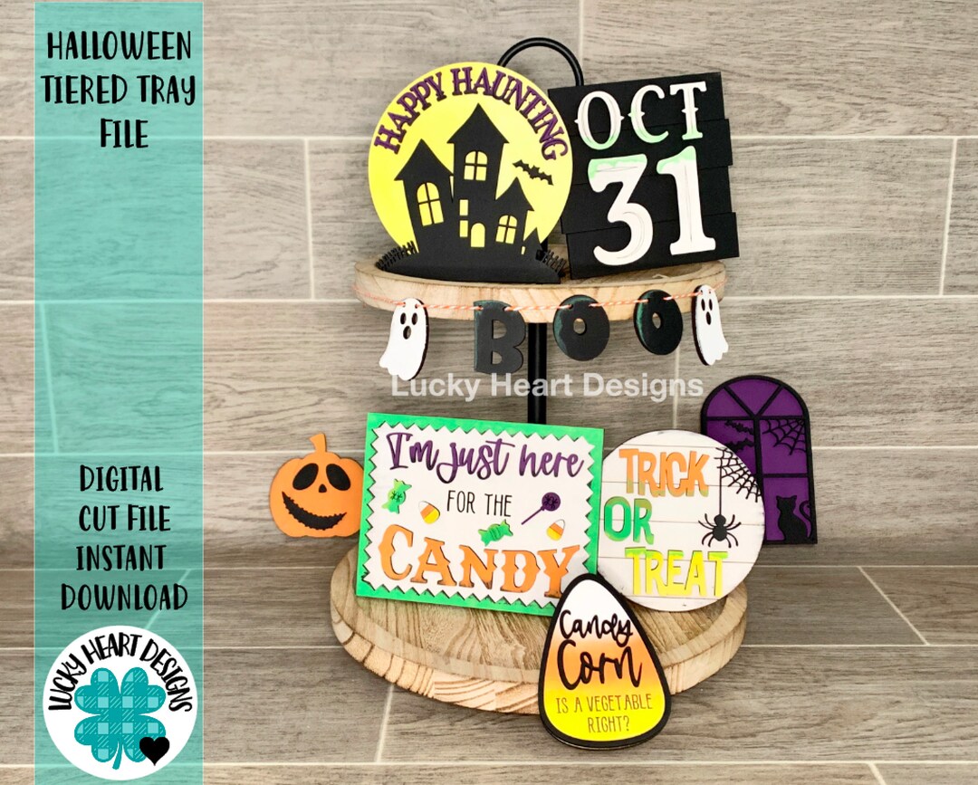Halloween Tiered Tray File SVG, Glowforge Laser, Luckyheartdesignsco - Etsy