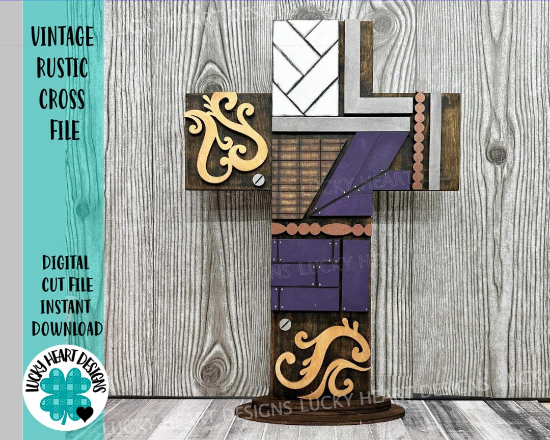 Vintage Rustic Cross File SVG, Farmhouse Glowforge, Luckyheartdesignsco ...