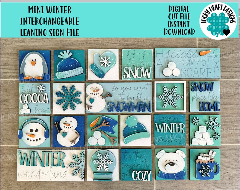 MINI Winter Interchangeable Leaning Sign File SVG, Snowman, Hot Cocoa ...