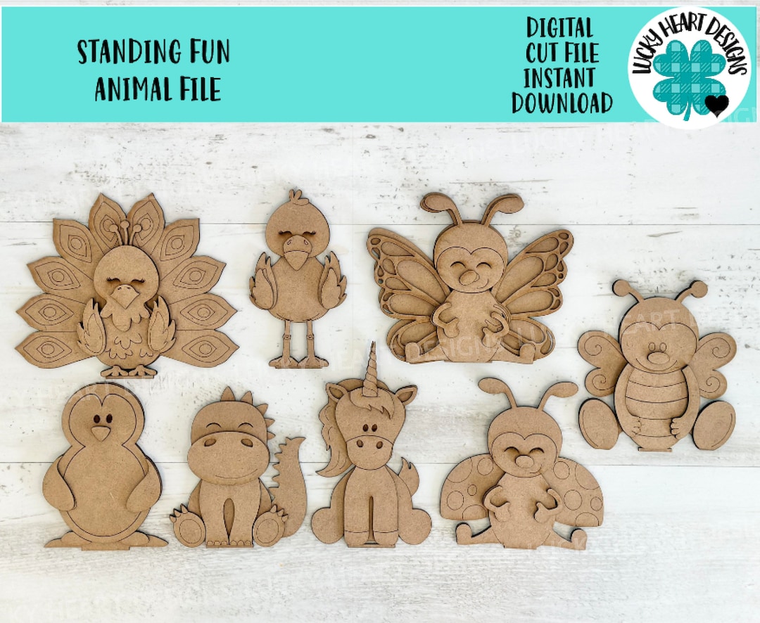 Standing Fun Animal File SVG, Zoo, Nursery, Peacock, Flamingo, Bee ...