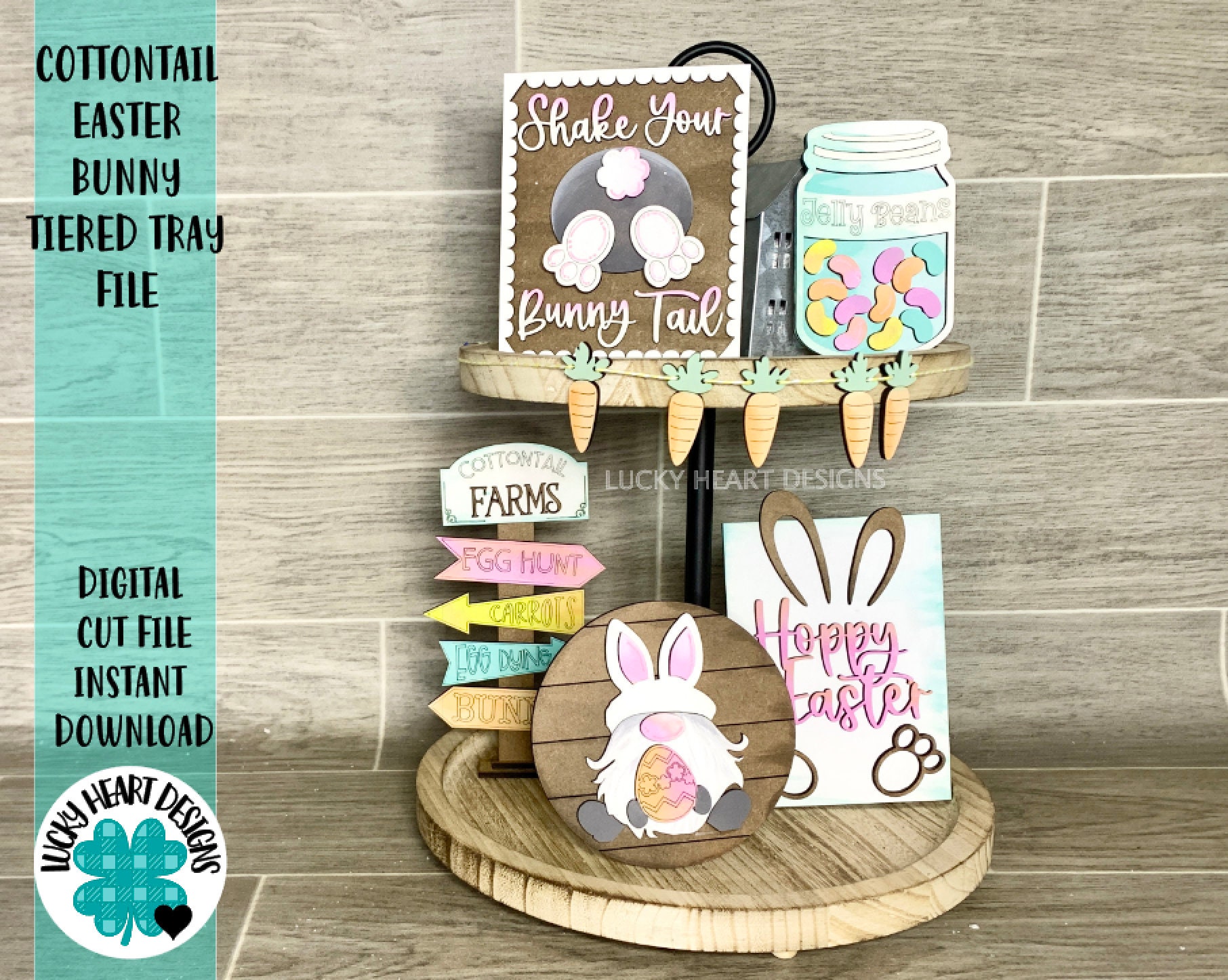Cottontail Bunny Easter Tiered Tray File SVG Glowforge - Etsy