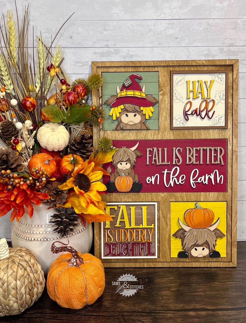 Highland Fall Interchangeable Leaning Sign File SVG, Glowforge, Farm ...