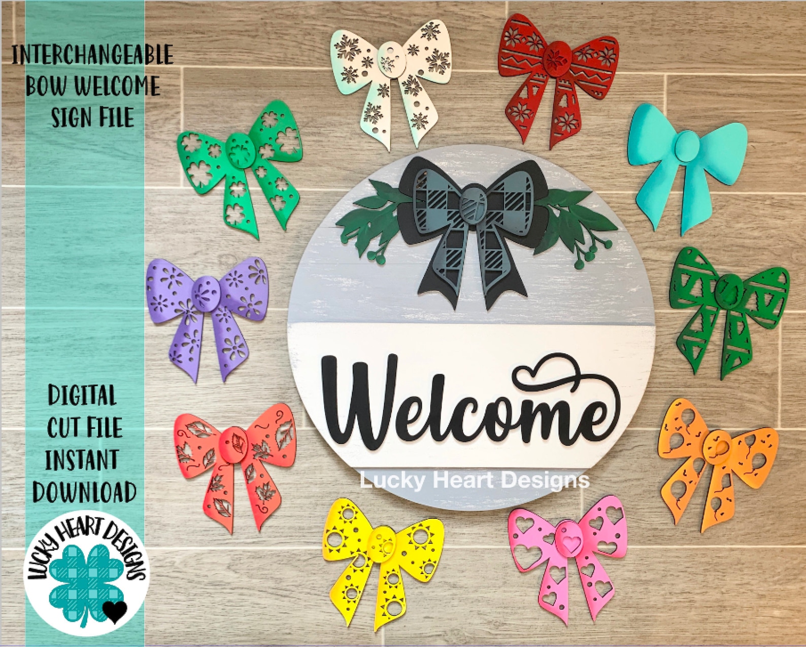 Interchangeable Bow Welcome Sign File SVG Glowforge Door - Etsy