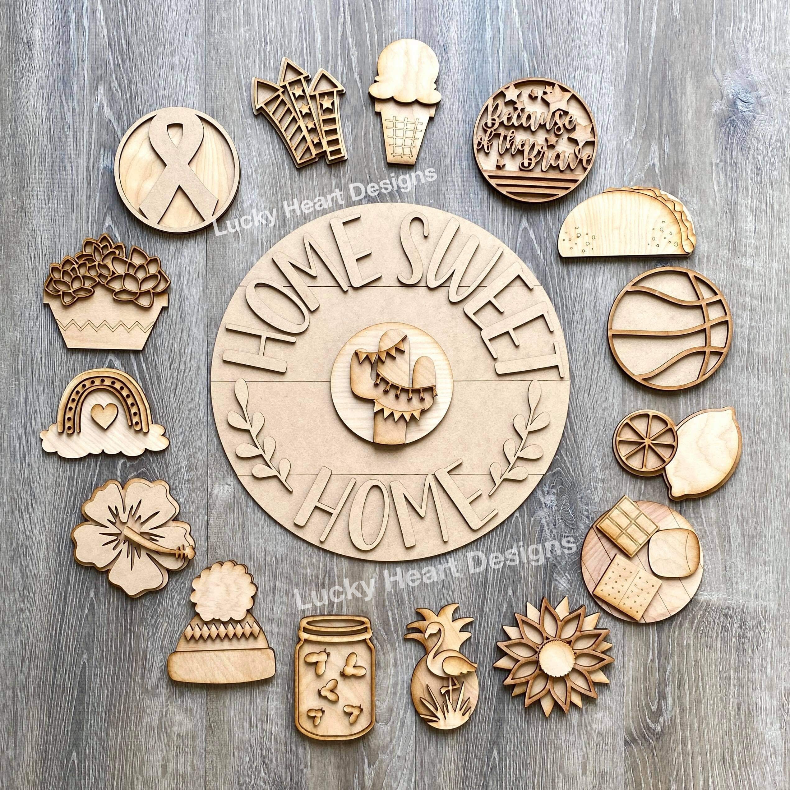 Interchangeable Home Sweet Home Sign Door Hanger File SVG - Etsy