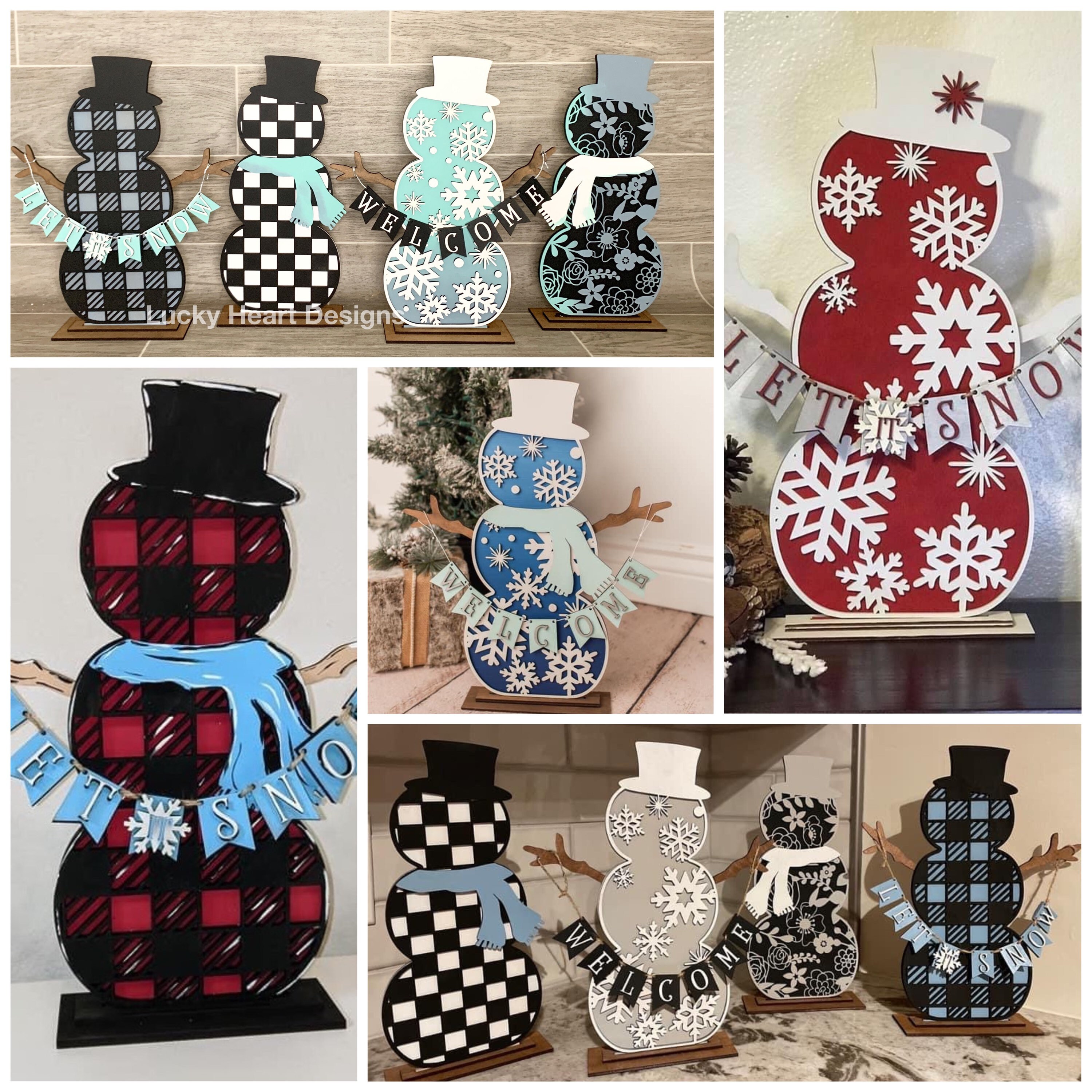 Patterned Standing Snowmen File SVG, Snowman Glowforge ...