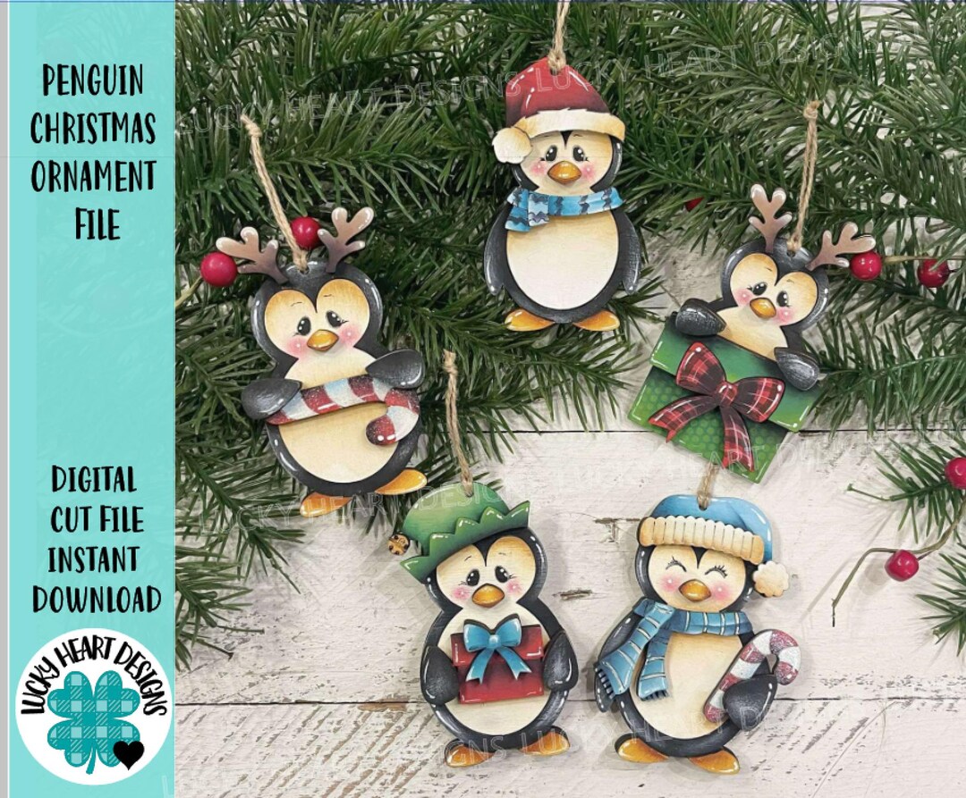 Penguin Christmas Ornament File SVG, Holiday, Craft, Santa, Rudolph ...
