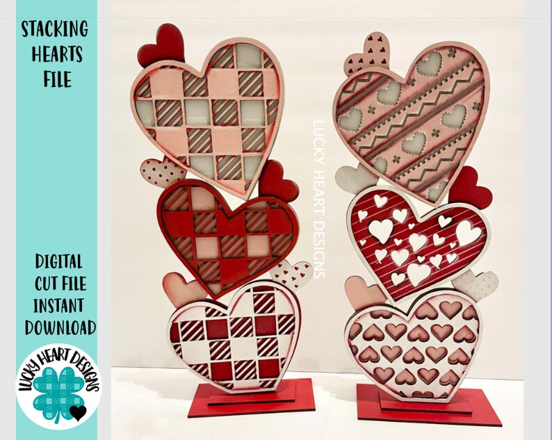 Stacking Hearts Love Valentines File SVG Glowforge - Etsy