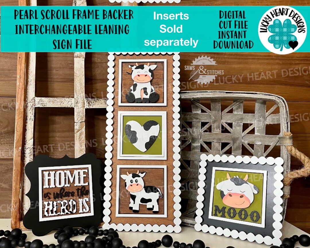 Pearl Scroll Frame Backers Interchangeable Leaning Sign File SVG ...