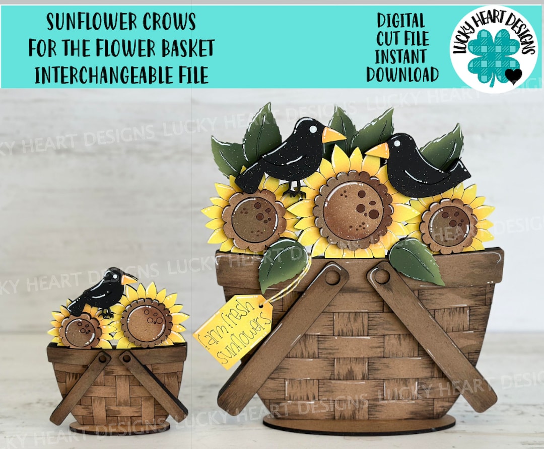 Sunflowers Crows for the Flower Basket Interchangeable File SVG, Flower ...