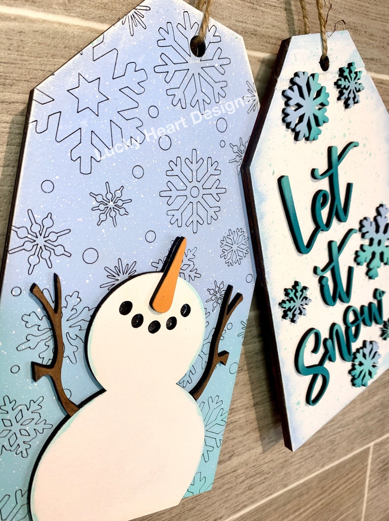 Christmas Winter Door Tag File SVG Glowforge Holiday Wreath - Etsy