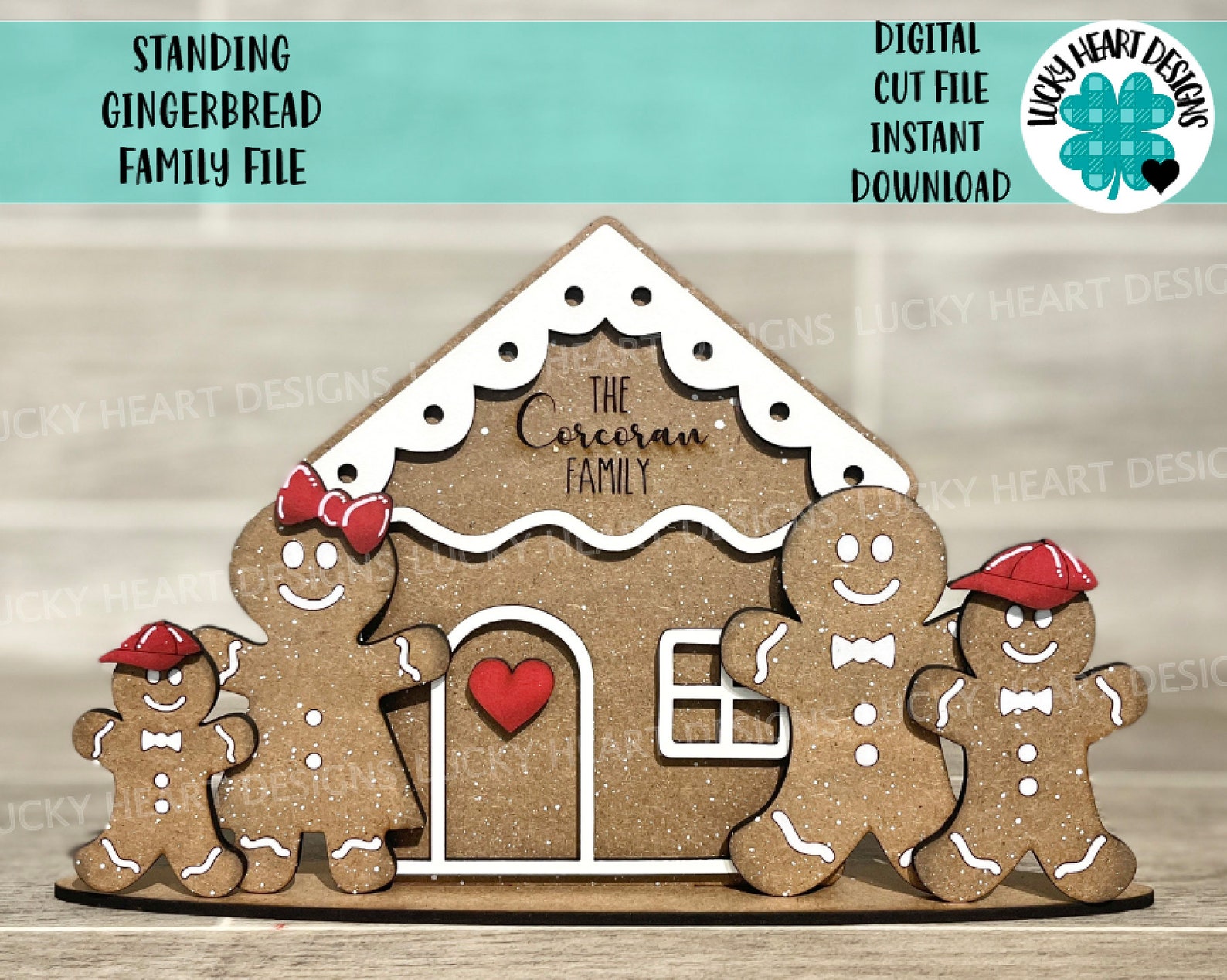 Standing Gingerbread Family File SVG File Glowforge | Etsy