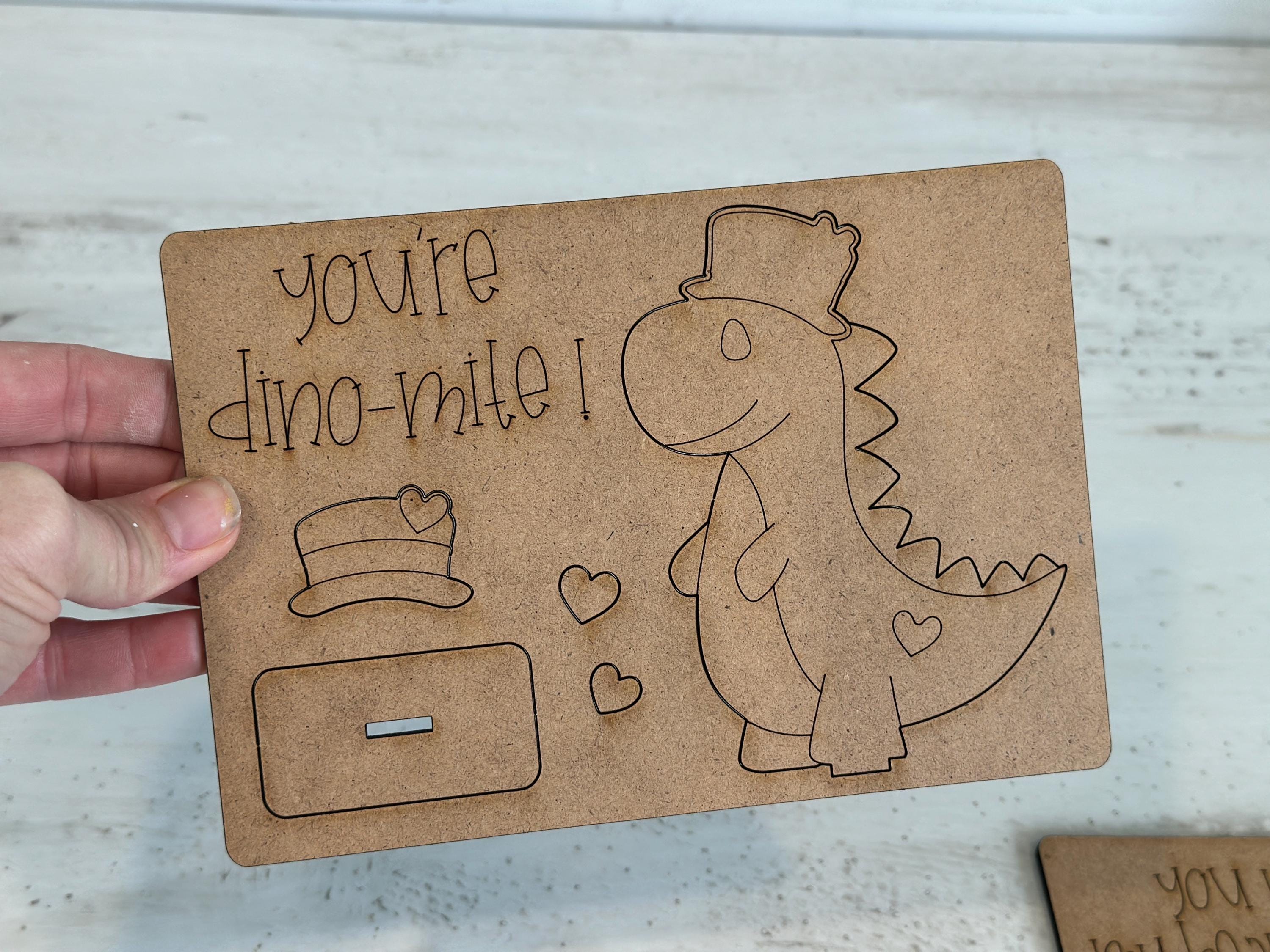 Dinosaur Valentine POP OUT Craft Kit File SVG, Love, Heart, Glowforge ...
