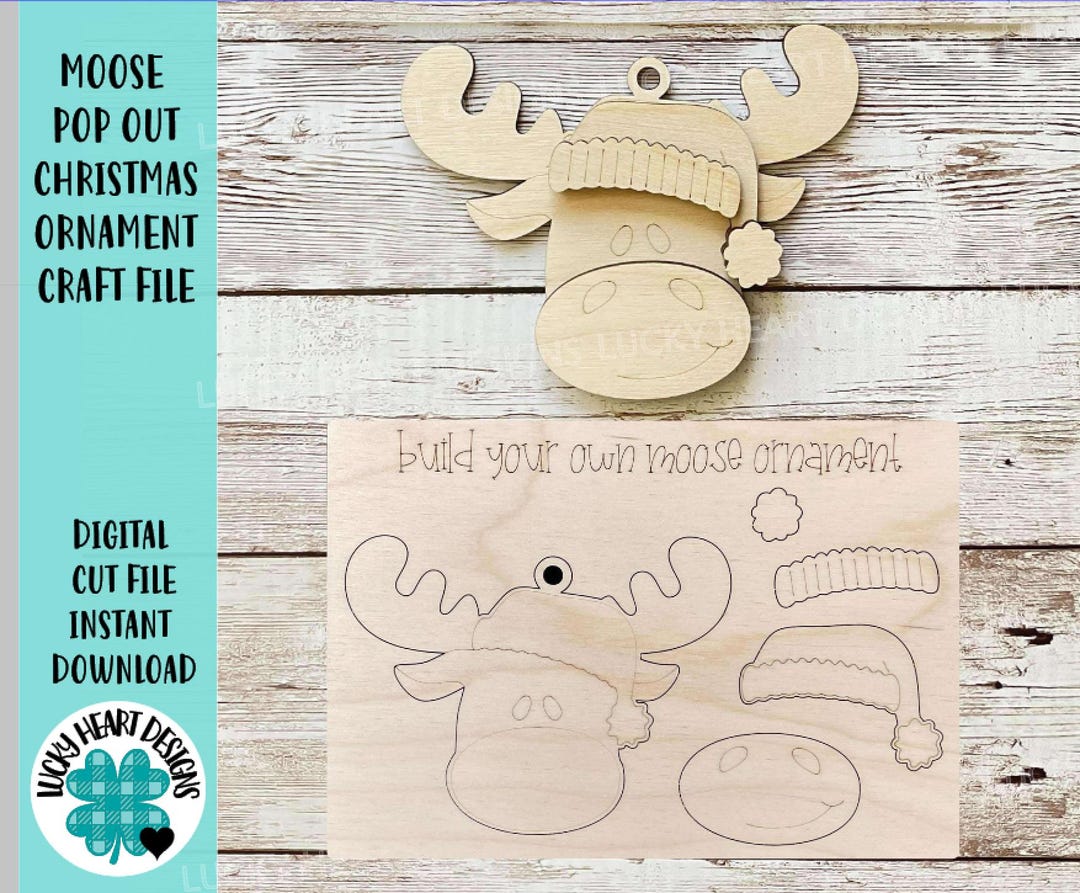 Moose Pop Out Christmas Ornament Craft File SVG, Reindeer, Rudolph ...