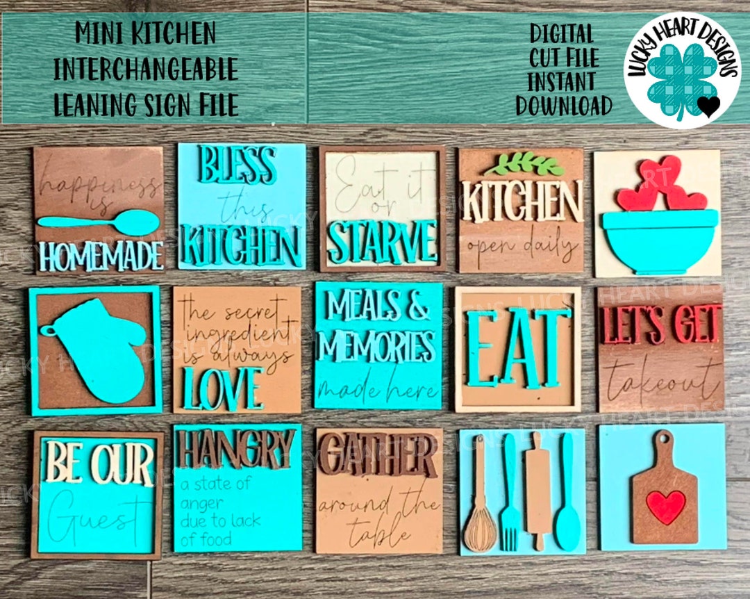 MINI Kitchen Interchangeable Leaning Sign File SVG, Tiered Tray ...