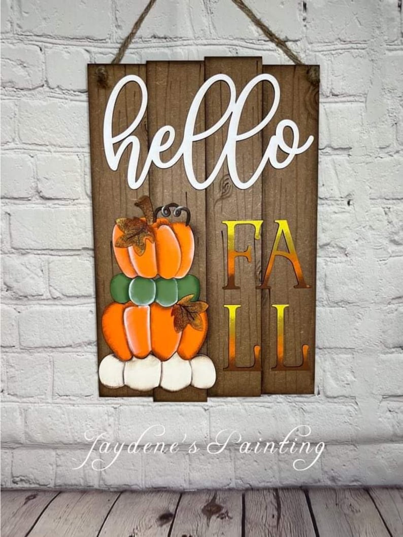 Hello Fall Shiplap Pumpkin Sign File SVG Glowforge - Etsy