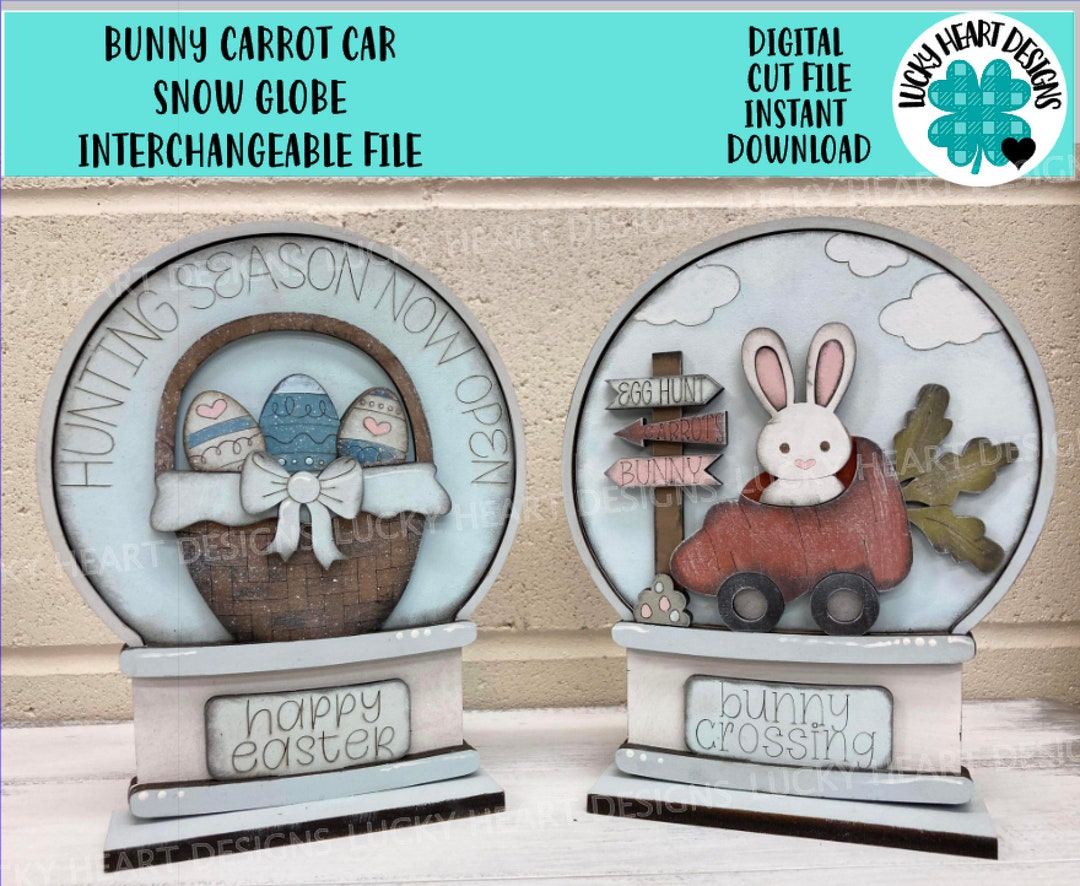 Bunny Carrot Car Snow Globe Interchangeable File SVG, Glowforge, Easter Spring, Bunny Carrots ...