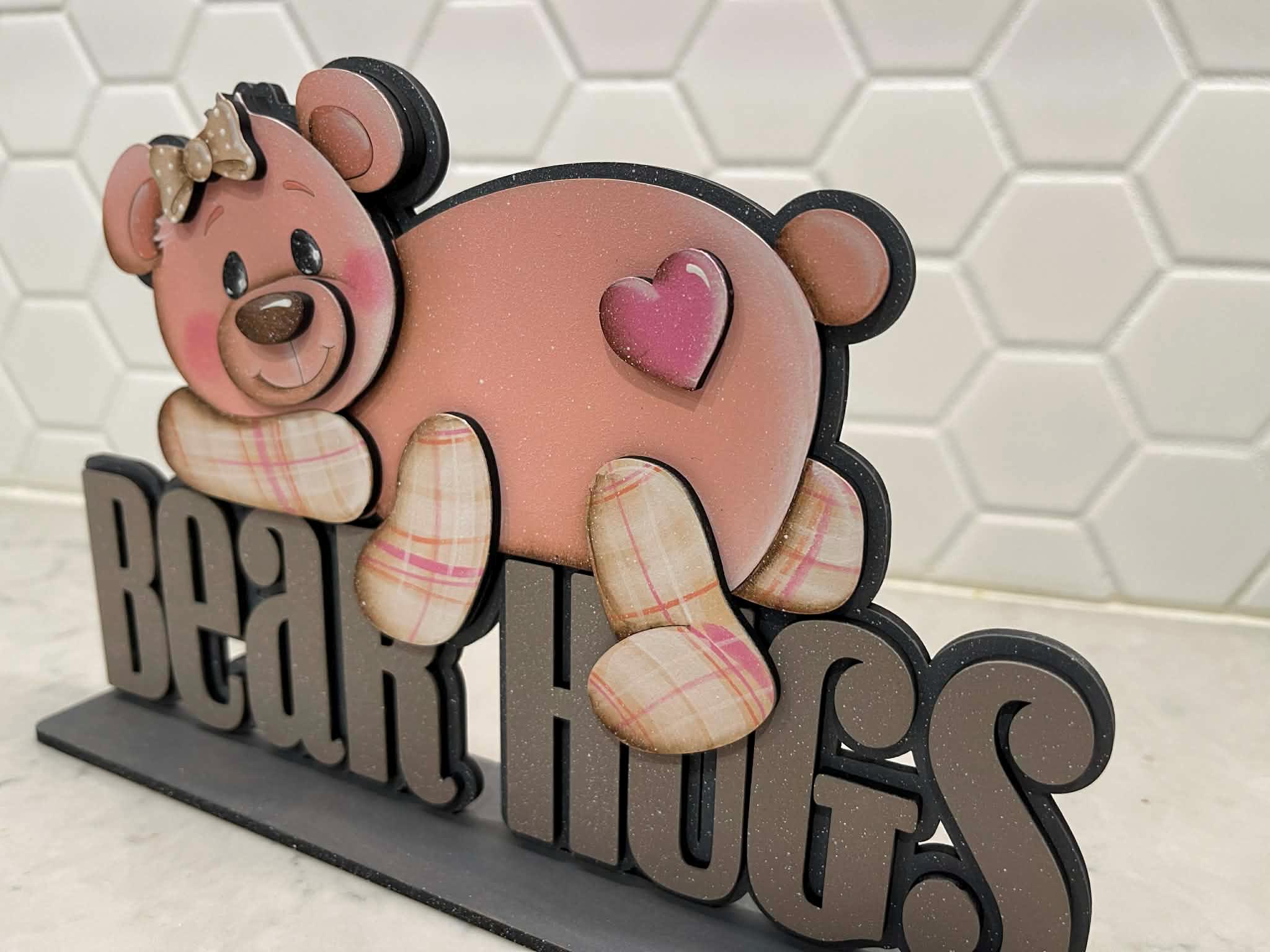 Bear Hugs Valentine Shelf Sitter Sign File SVG, Heart, Bow, I Love You ...