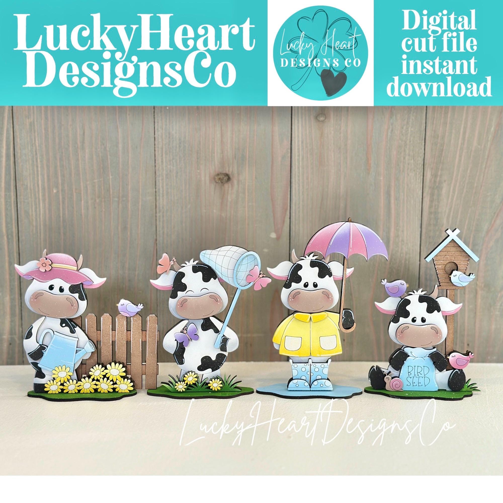 Dairy Cow Spring Butterfly Standing Sign File SVG, Glowforge Farm ...