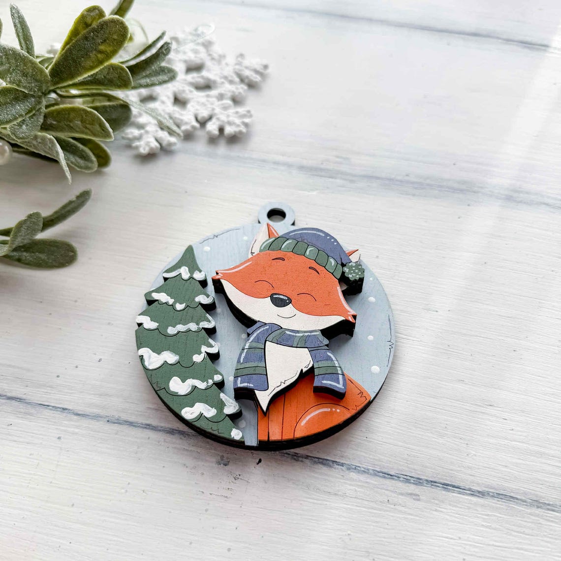 Fox Winter Christmas Ornament File SVG, Glowforge, Woodland, Animal ...