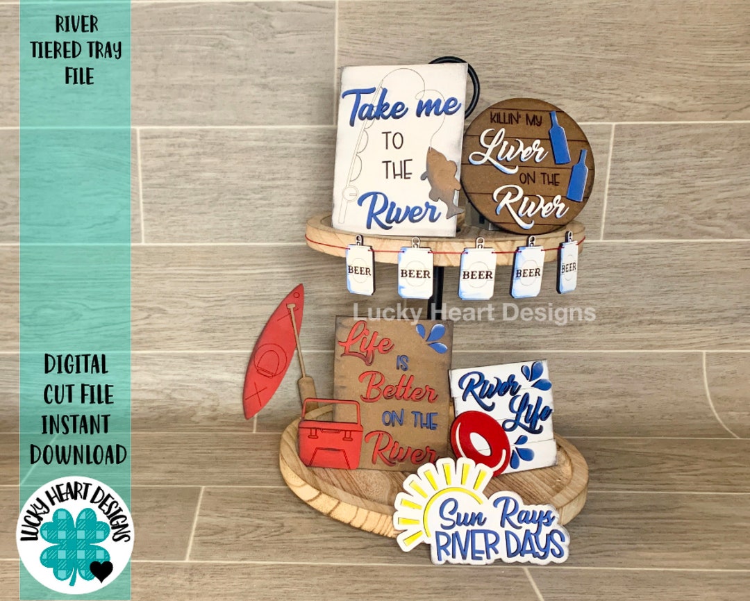 River Tiered Tray File SVG, Glowforge Tier Tray Floating ...