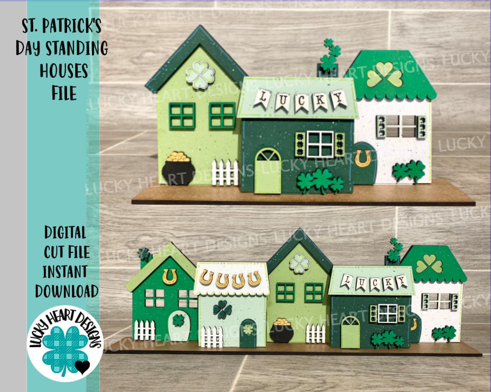 St. Patrick's Day Standing Houses File SVG Glowforge | Etsy