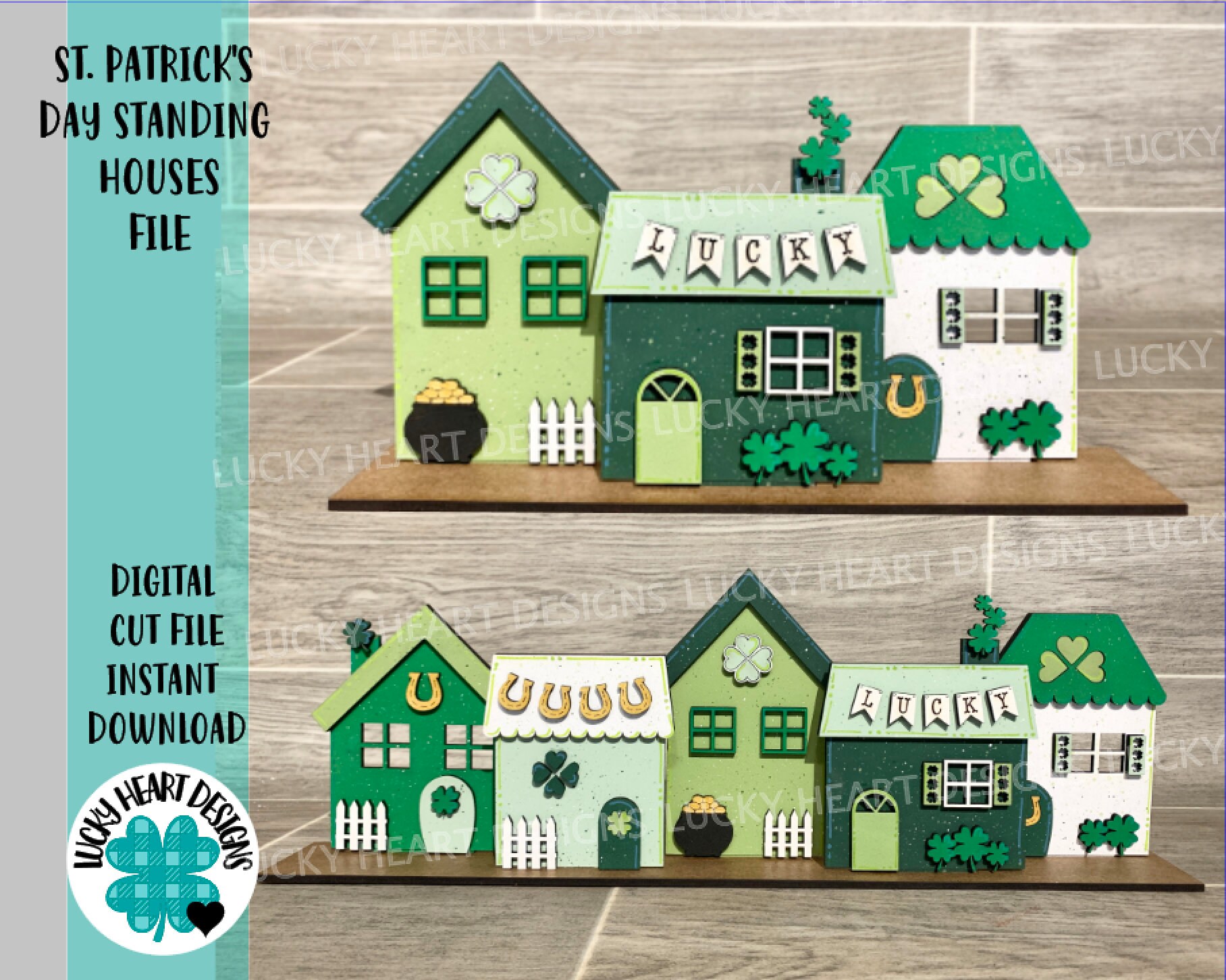 St. Patrick's Day Standing Houses File SVG, Glowforge ...