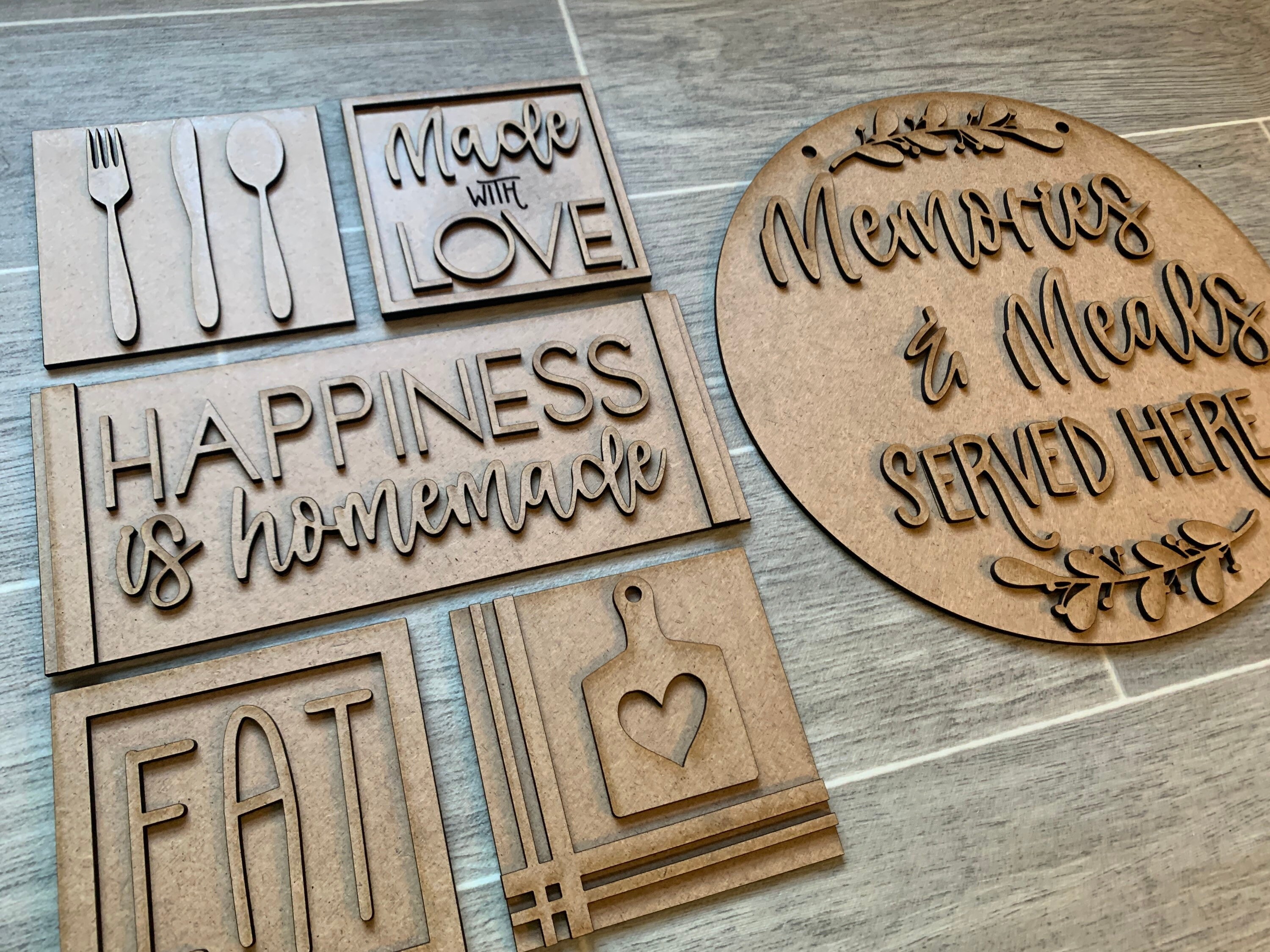 Kitchen Wall Collage File SVG Glowforge Sign | Etsy