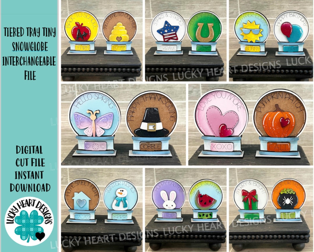 Tiered Tray TINY Snow Globe Interchangeable File SVG, Glowforge, Seasonal Shapes, Holiday ...