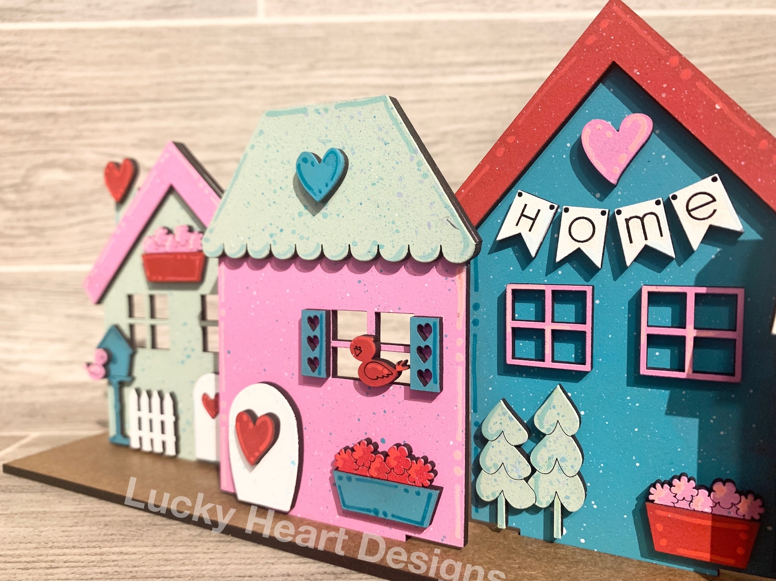 Valentine's Day Standing Houses File SVG Tiered Tray - Etsy
