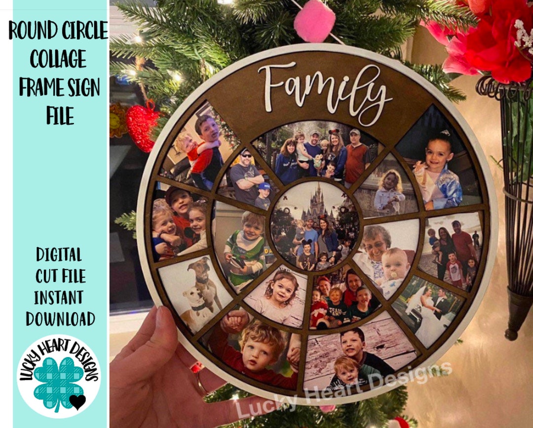 Round Circle Collage Frame File SVG, Glowforge Picture Frame ...