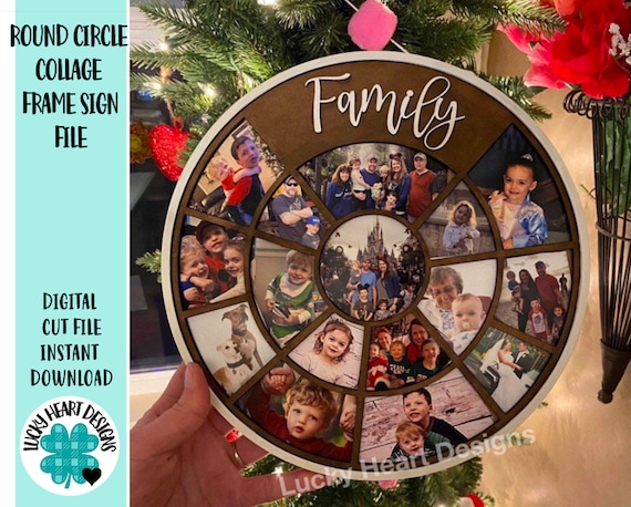 Round Circle Collage Frame File SVG Glowforge Picture Frame - Etsy