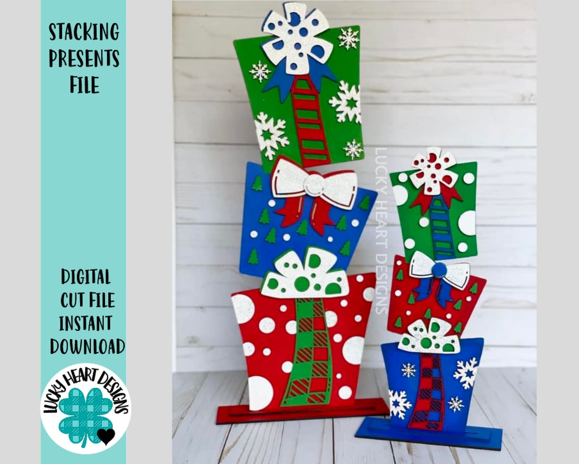 Stacking Presents File SVG, Christmas Decor Glowforge ...
