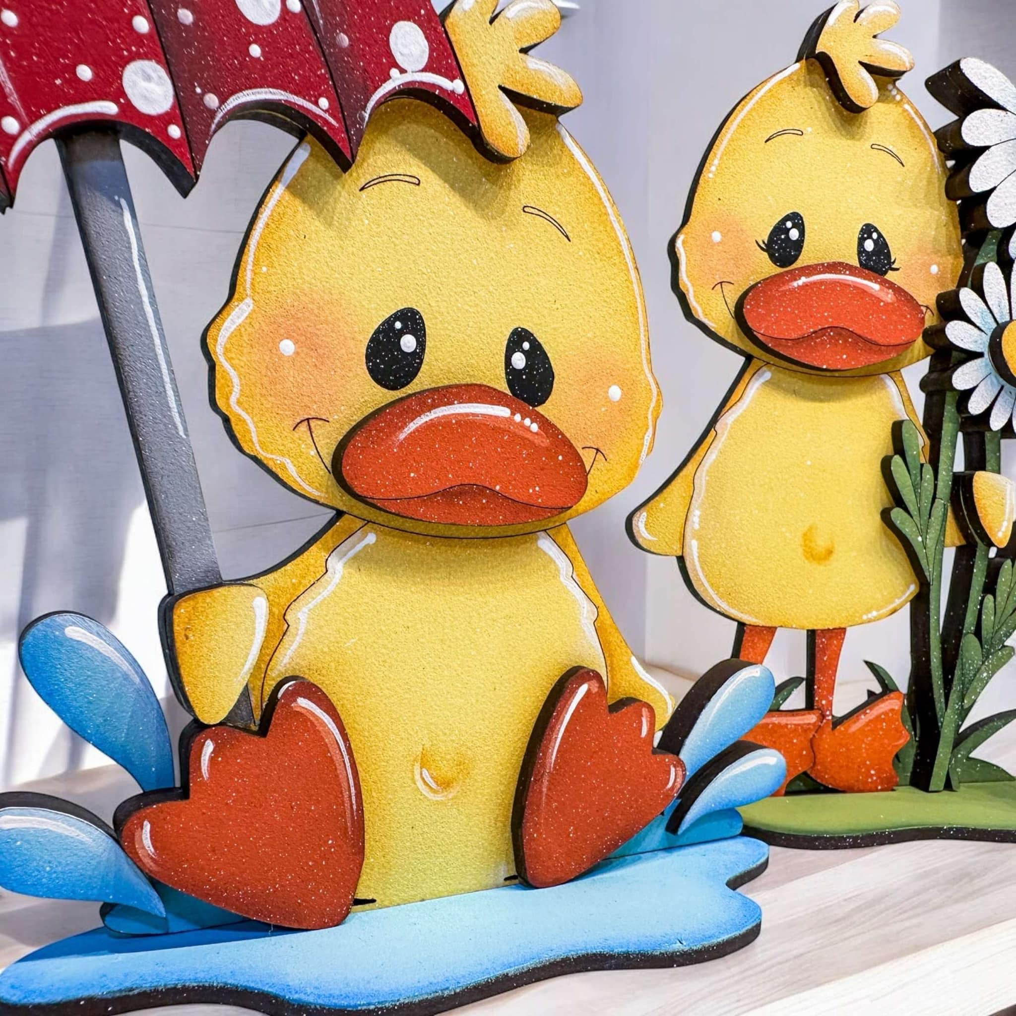 Spring Daisy Duck Standing File SVG, Umbrella, Swimming, Flower, Cute ...