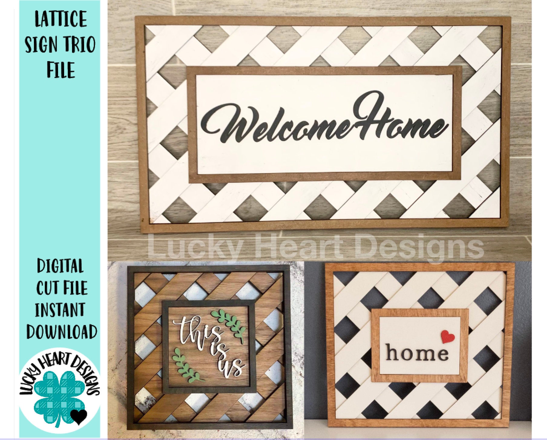 Lattice Sign Trio File SVG Glowforge Picture Frame - Etsy