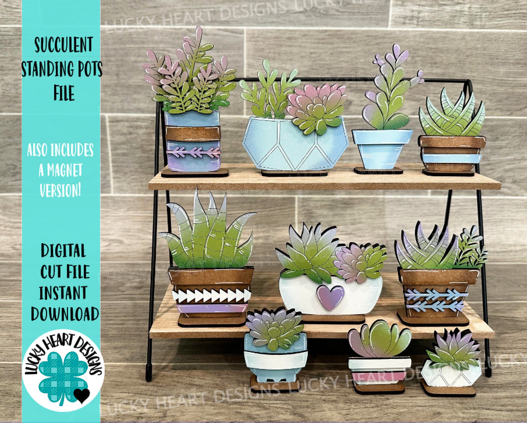 Succulent Standing Pots File SVG, Plants, Garden, Glowforge, Magnets ...