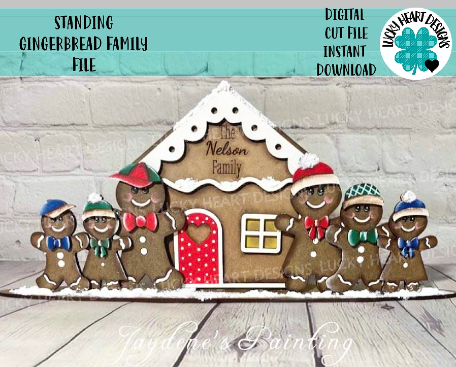 Standing Gingerbread Family File SVG File Glowforge | Etsy