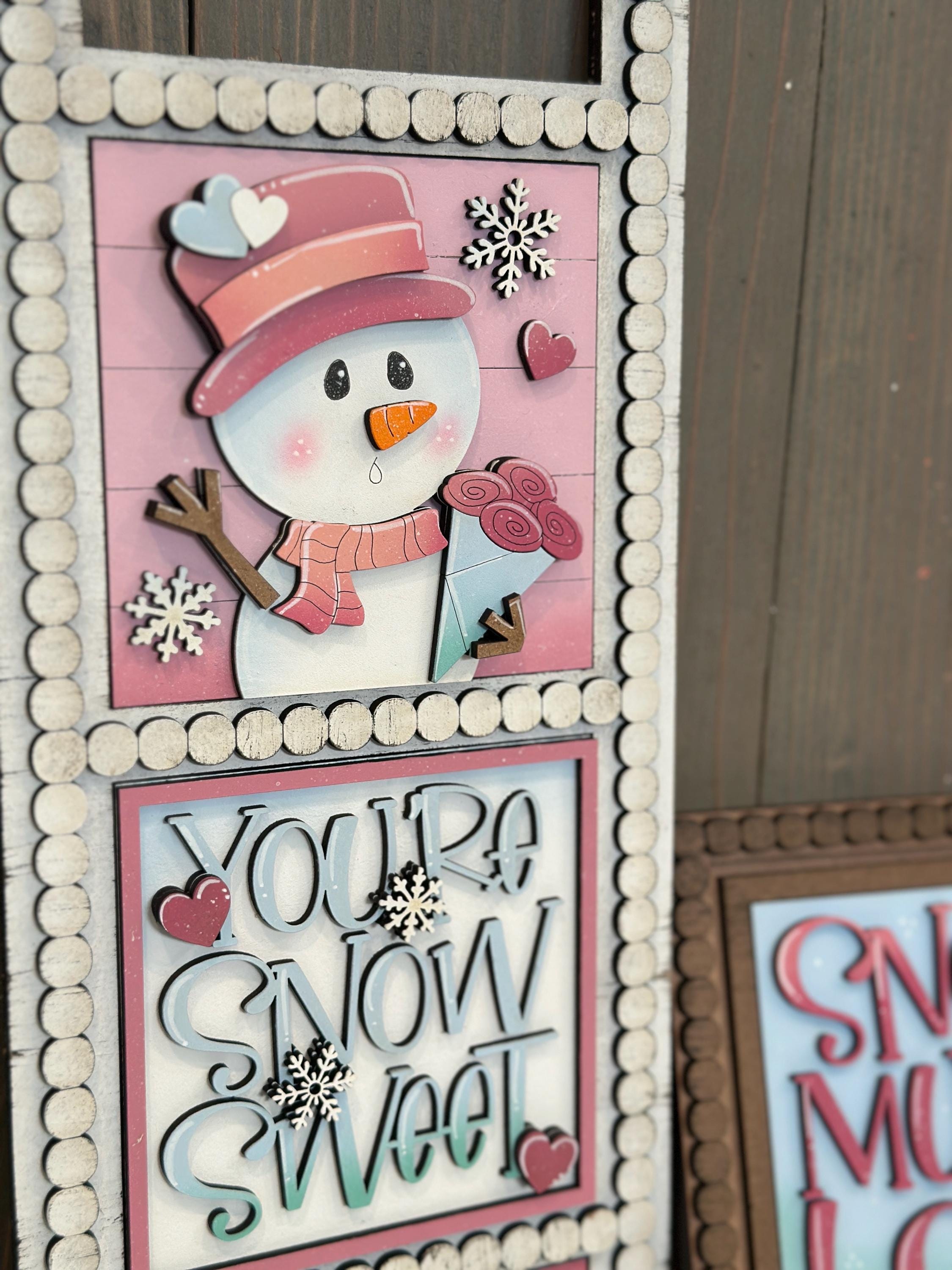 Snowman Valentines Day Interchangeable Leaning Sign File SVG, Love ...