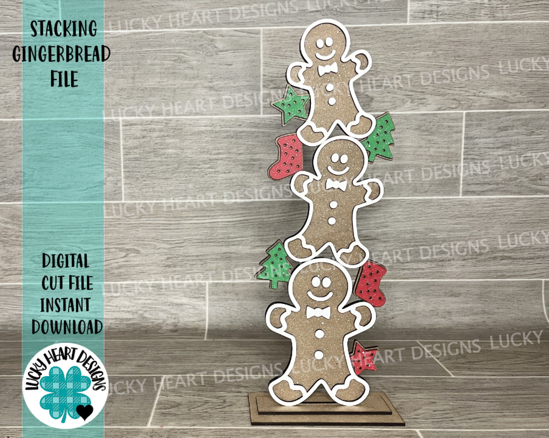 Stacking Gingerbread Christmas File SVG GLOWFORGE - Etsy